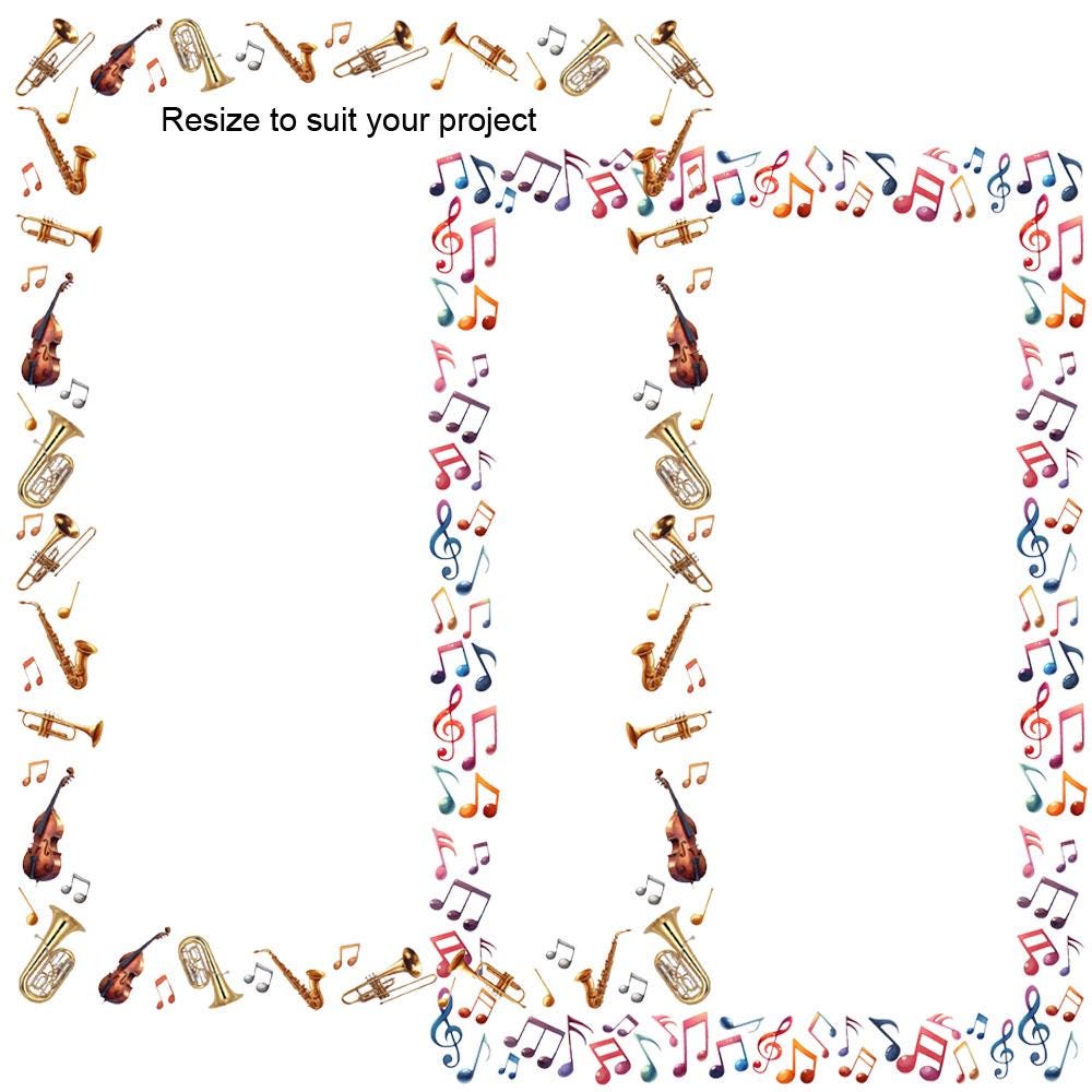 Music Borders Watercolour Frames Piano Keys Music Notes Guitar Drums ...