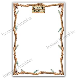 Camping Watercolour Borders Frames Tents Log Fire Camp Items Clip Art ...