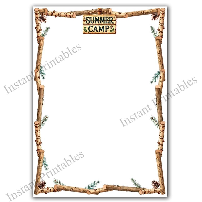 Camping Watercolour Borders Frames Tents Log Fire Camp Items Clip Art ...