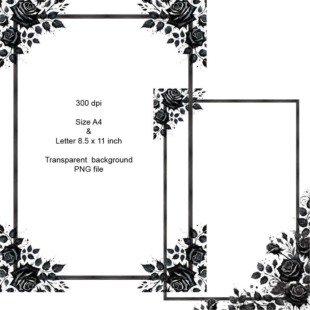 Gothic Roses Borders 8 Frames Ornate Gothic Style Clip Art Digital ...