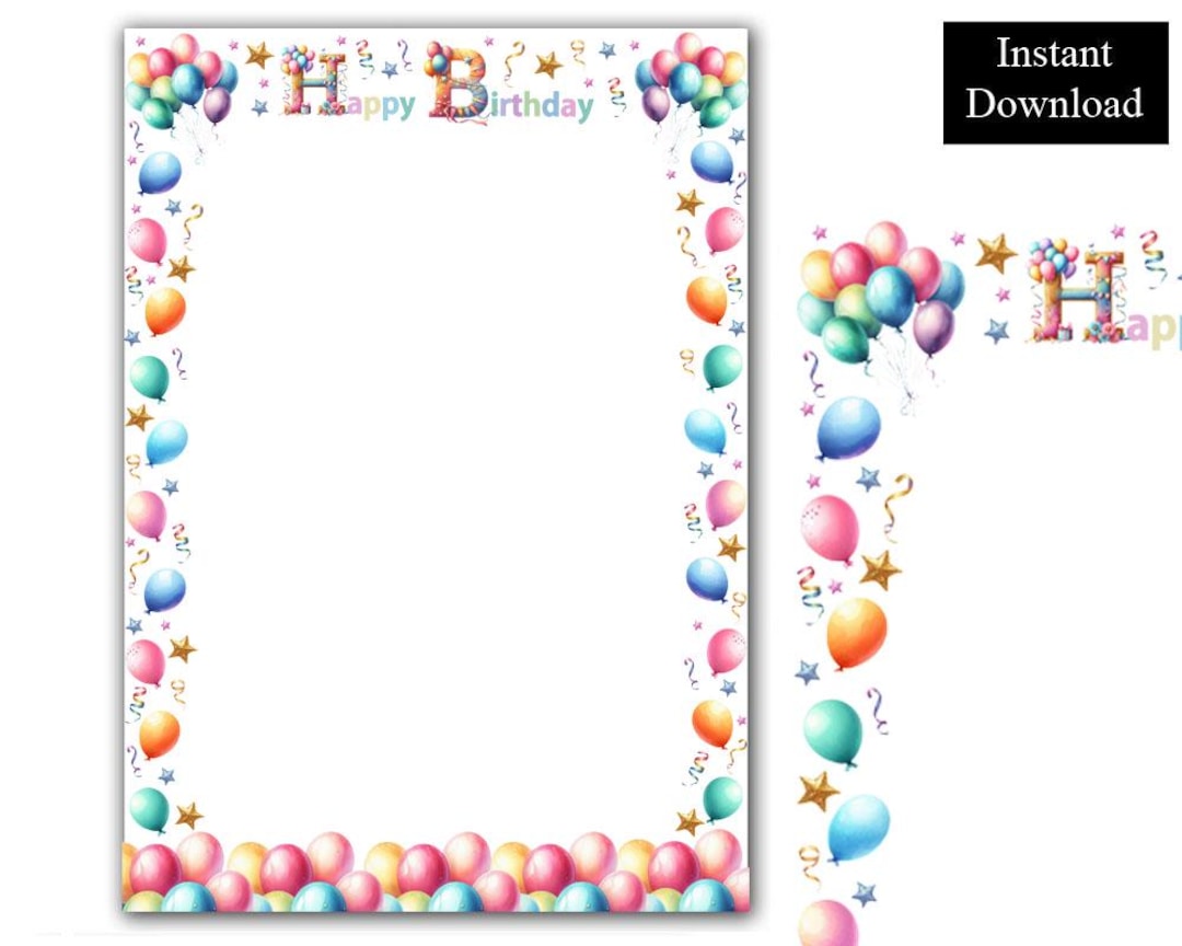 Birthday Party Watercolour Borders Frames Happy Birthday Clip Art ...