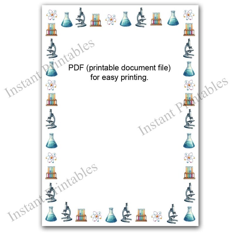 Science Border Frame: School Project Printable (digital Download) - Etsy