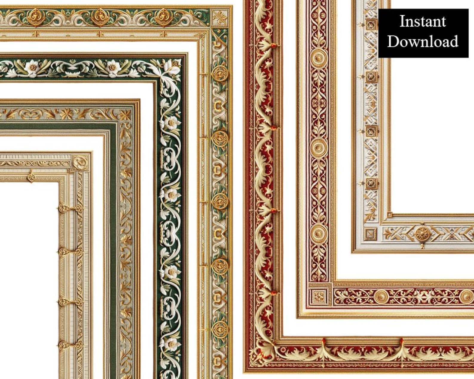 Medieval Tapestry Borders 7 Frames Ornate Embroidery Style Clip Art ...