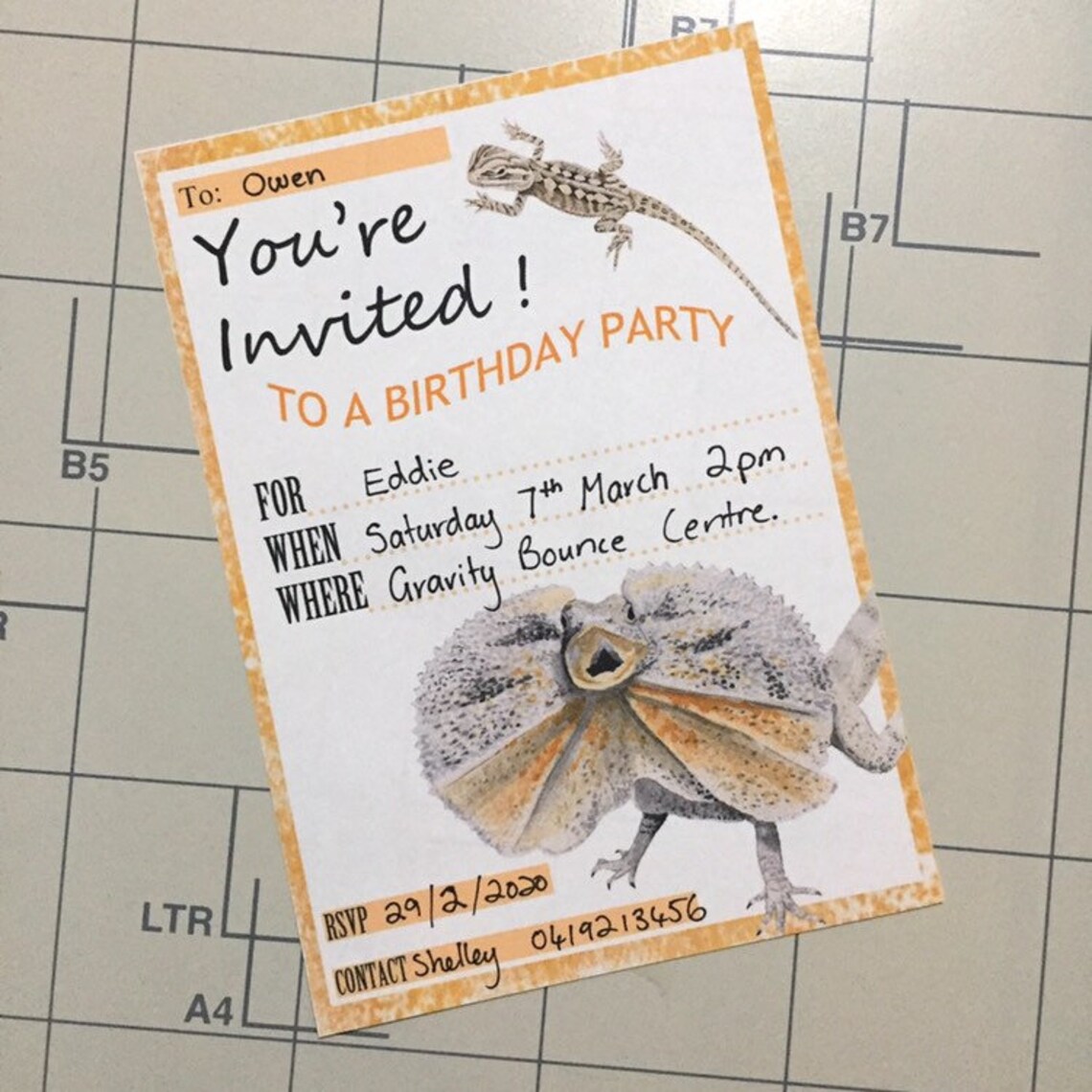 Boys Lizard Birthday Invitation Australian Reptile Invite - Etsy