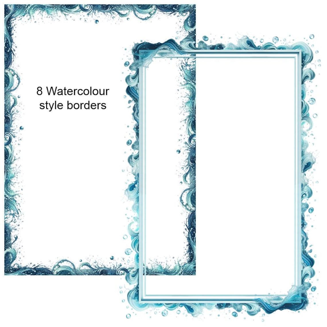Fire and Water Watercolour Borders Frames Bundle 8 Digital Download ...