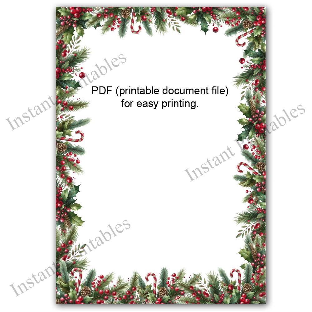 Greenery Christmas Border Frame Clip Art Digital Download A4 & 8.5x11 ...