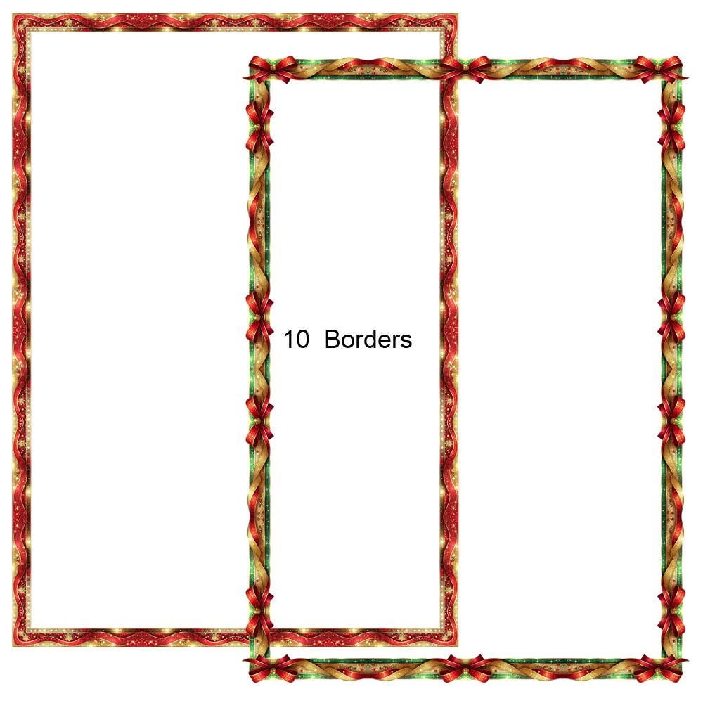 Glitter Christmas Ribbon Borders Frames Clip Art 10 Digital Download 8. ...