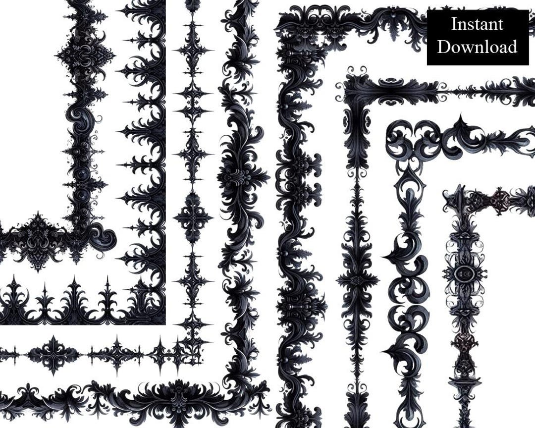 Dark Gothic Borders 8 Frames Ornate Gothic Style Clip Art Digital ...