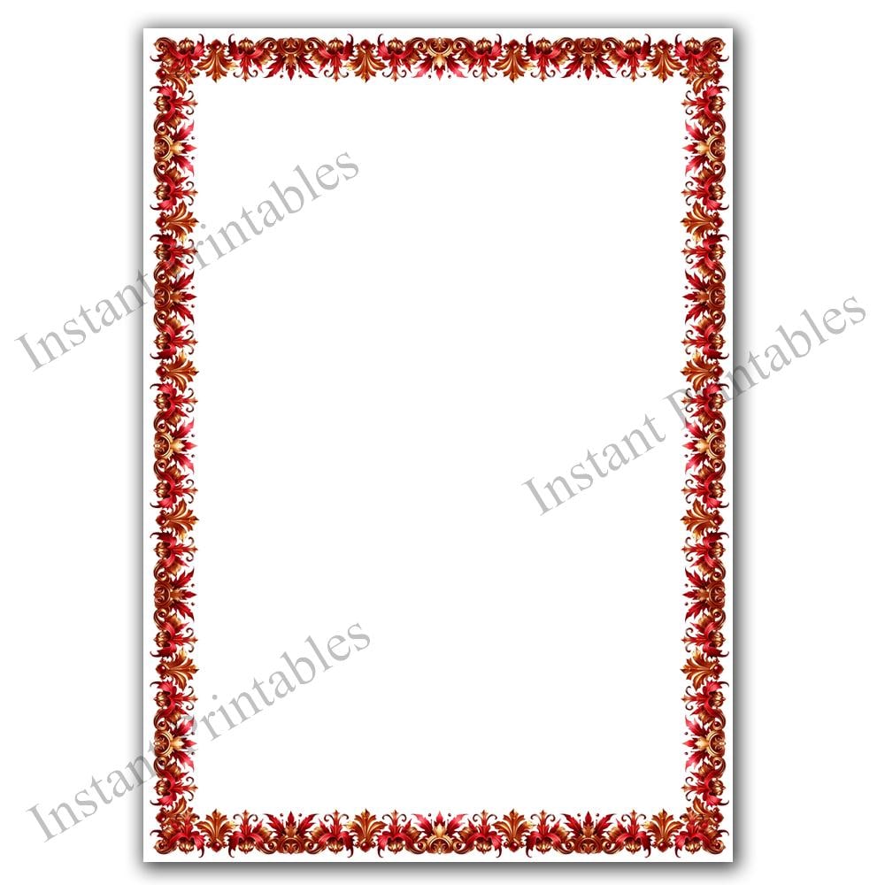 Red and Gold Decorative Borders Frames Ornate Floral Golden Royal ...