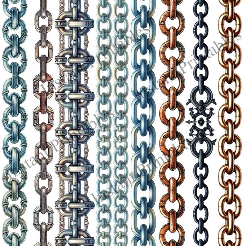 Chain Links Watercolour Borders Frames Bundle 8 Digital Download Frame ...