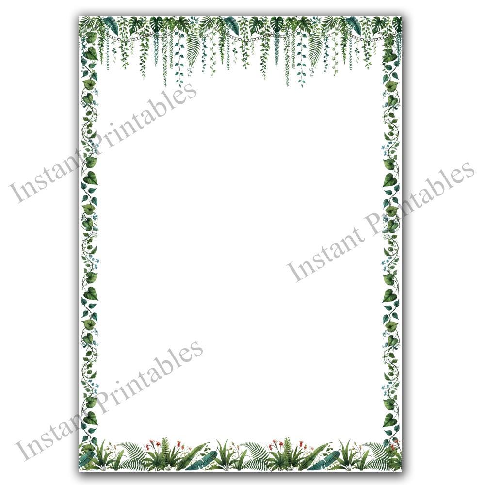 Jungle Watercolour Borders Page Frames Clip Art Bundle 8 Digital ...