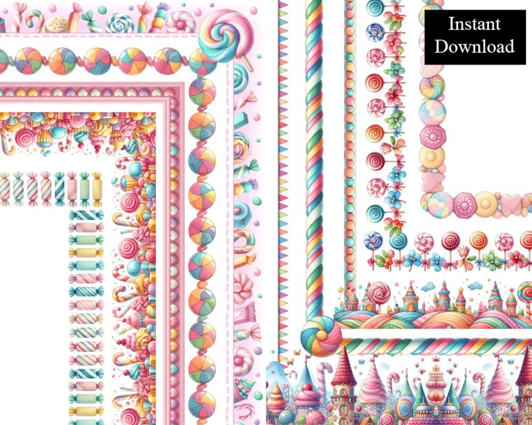 Candyland Borders Frames Candy Land Clipart Bundle 10 Digital Lollies ...