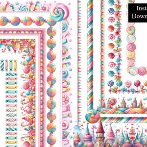 Candyland Borders Frames Candy Land Clipart Bundle 10 Digital Lollies ...