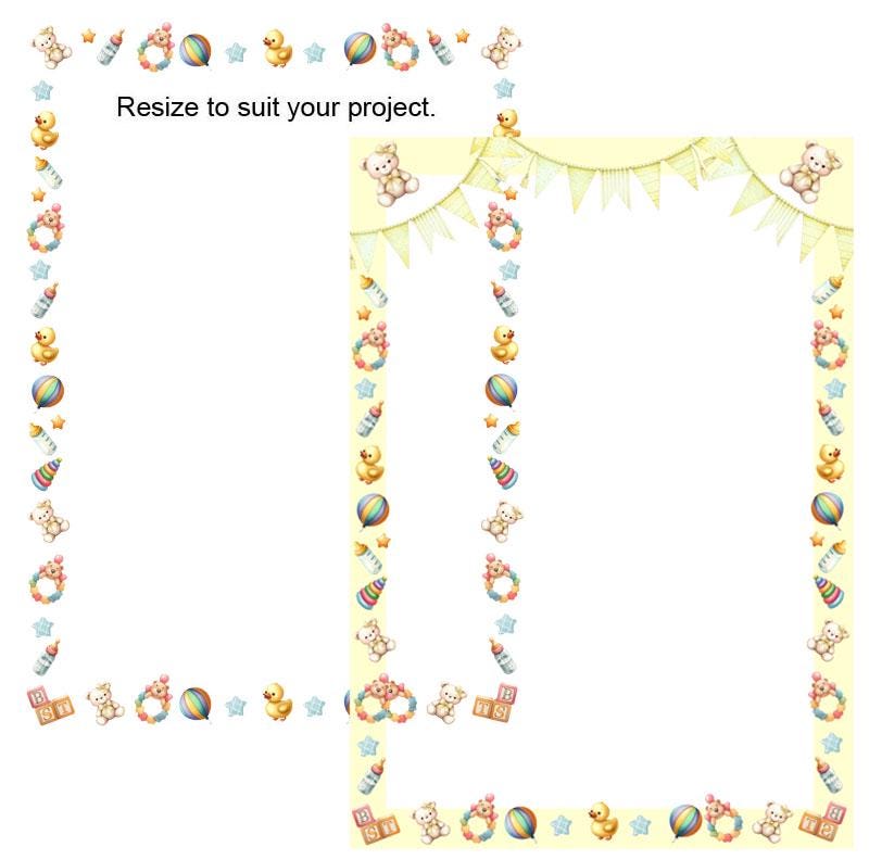 Baby Shower Watercolour Borders Frames Baby Girl Baby Boy 10 Digital ...