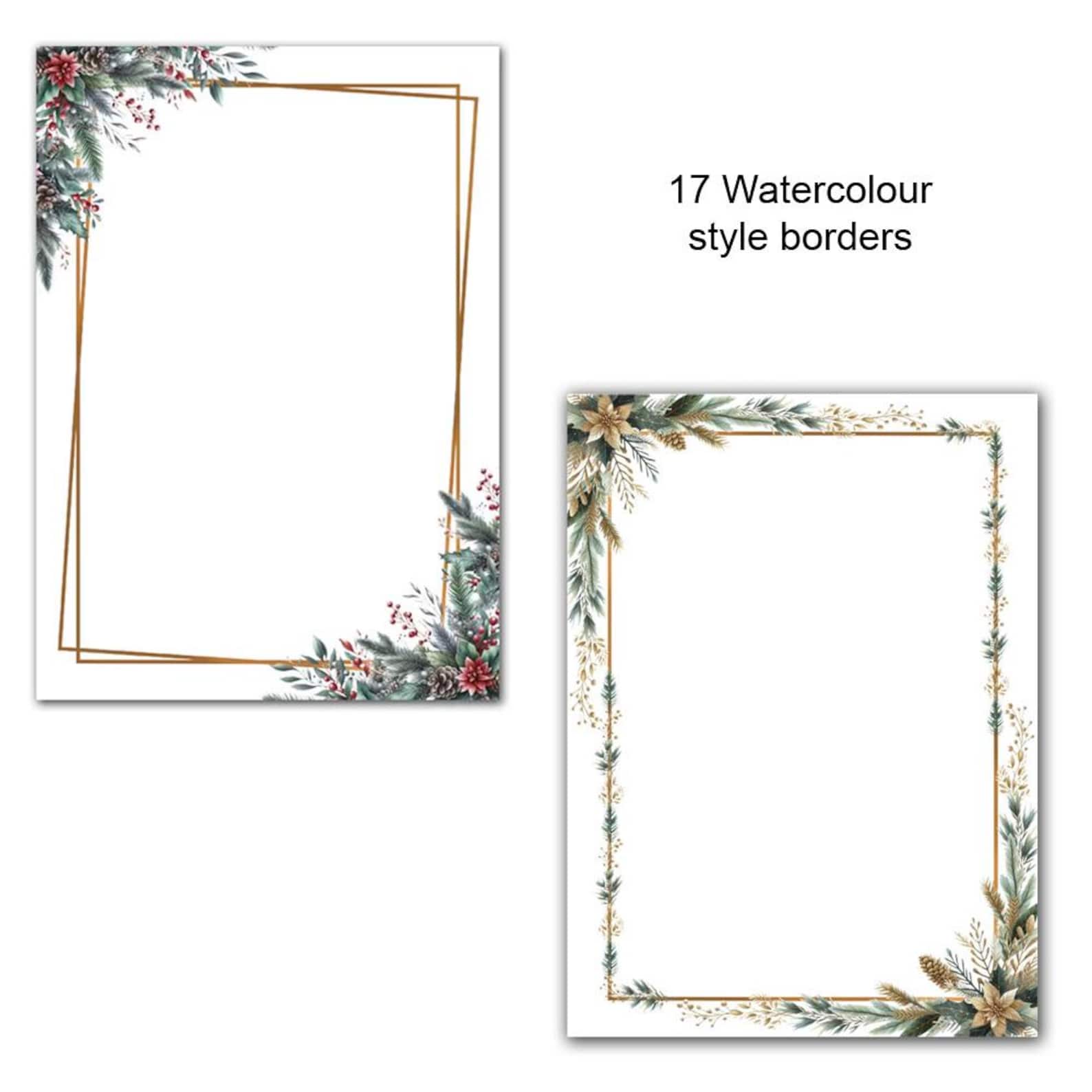 Christmas Watercolour 5x7 Borders for Card Making Christmas Frame Clip ...