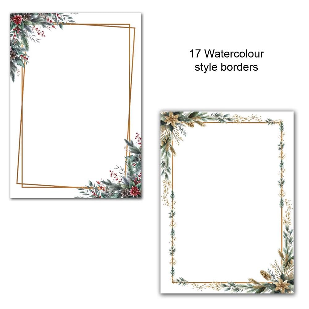 Christmas Watercolour 5x7 Borders for Card Making Christmas Frame Clip ...