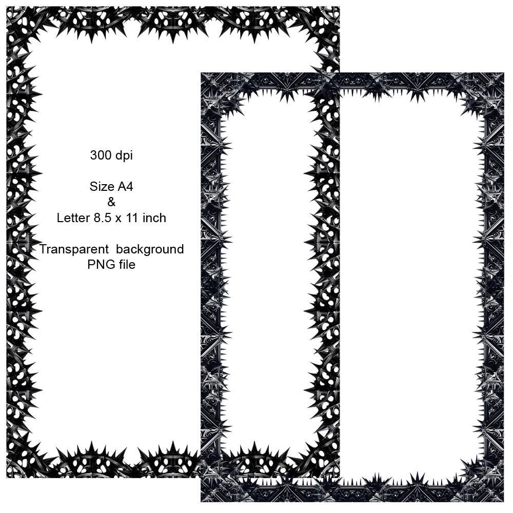 Spiked Gothic Borders 8 Frames Ornate Gothic Style Clip Art Digital ...