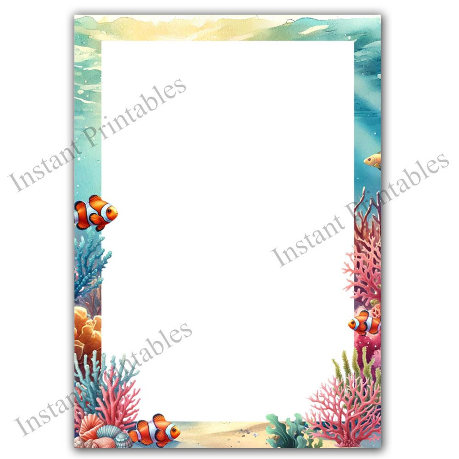 Under the Sea Borders Frames Clip Art Bundle 8 Digital Download Frame ...