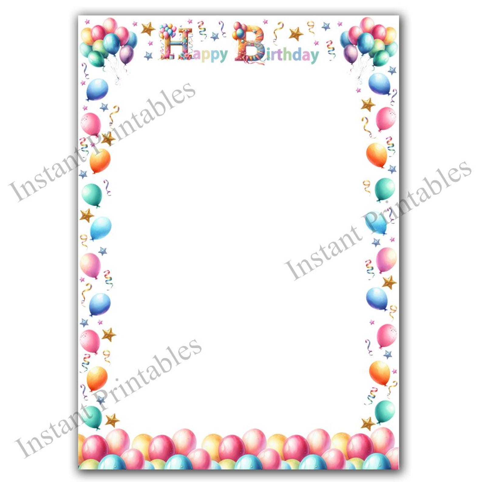 Birthday Party Watercolour Borders Frames Happy Birthday Clipart Bundle ...