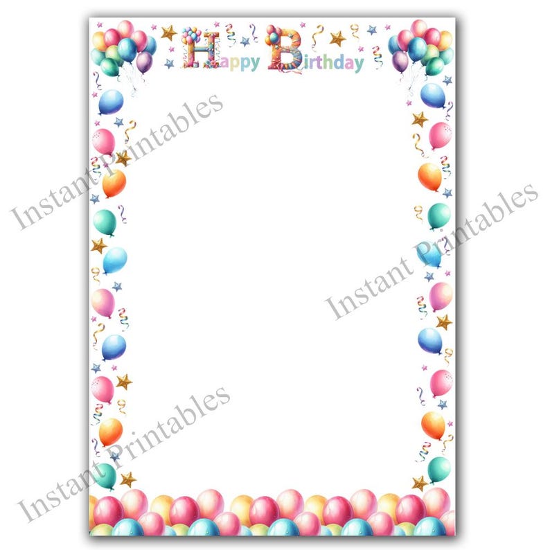 Birthday Party Watercolour Borders Frames Happy Birthday Clip Art ...