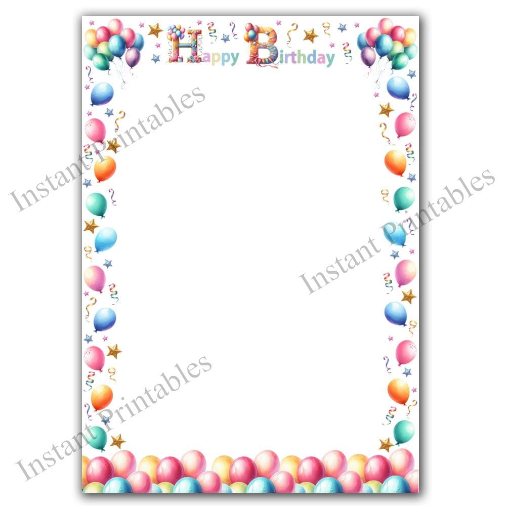 Birthday Party Watercolour Borders Frames Happy Birthday Clip Art ...