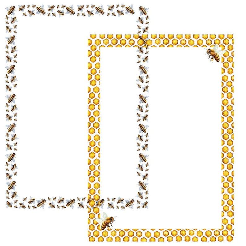 Bees Watercolour Borders Frames Honey Bee Clip Art 10 Digital Download ...