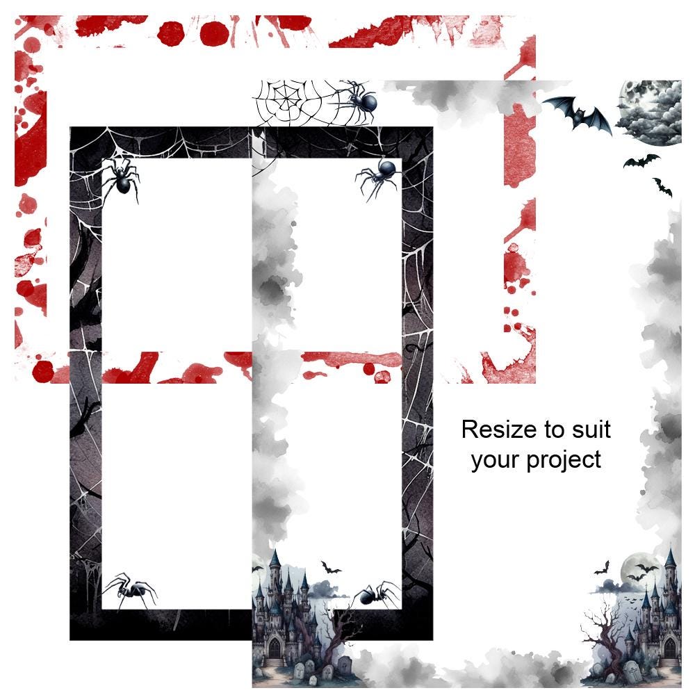 Creepy Horror Halloween Spooky Borders 10 Frames Bats Spiders Gothic ...