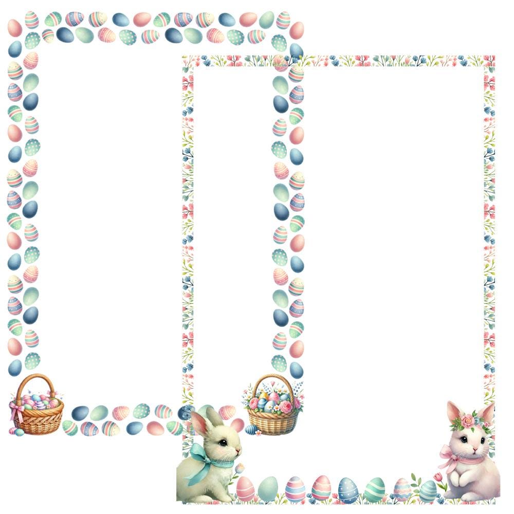 Easter Hunt Watercolour Borders Frames Floral Rabbit Easter Egg Clip ...