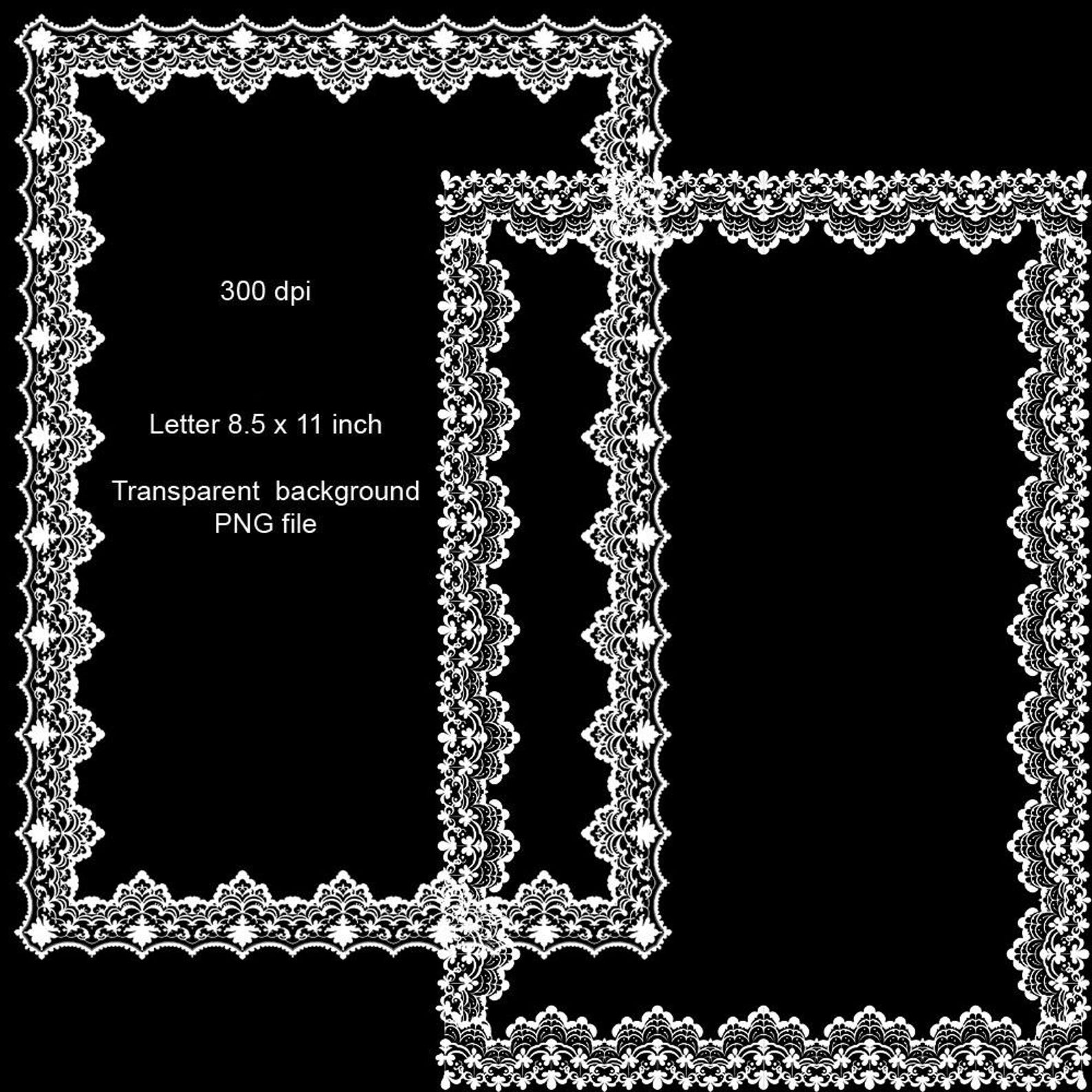 White Lace Borders Frames Clip Art Bundle 10 Digital Download Frame 8 ...