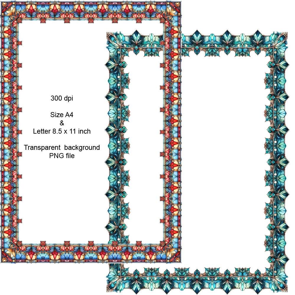Stained Glass Borders 7 Frames Ornate Style Clip Art Digital Download ...