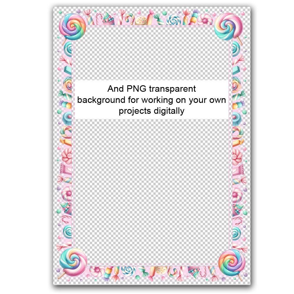 Candyland Border Frames Candy Land Printable PNG and PDF Clip Art ...