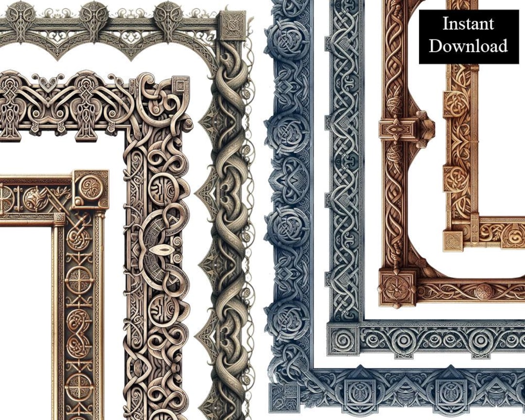 Nordic Borders 7 Frames Ornate Norse Style Clip Art Digital Download ...