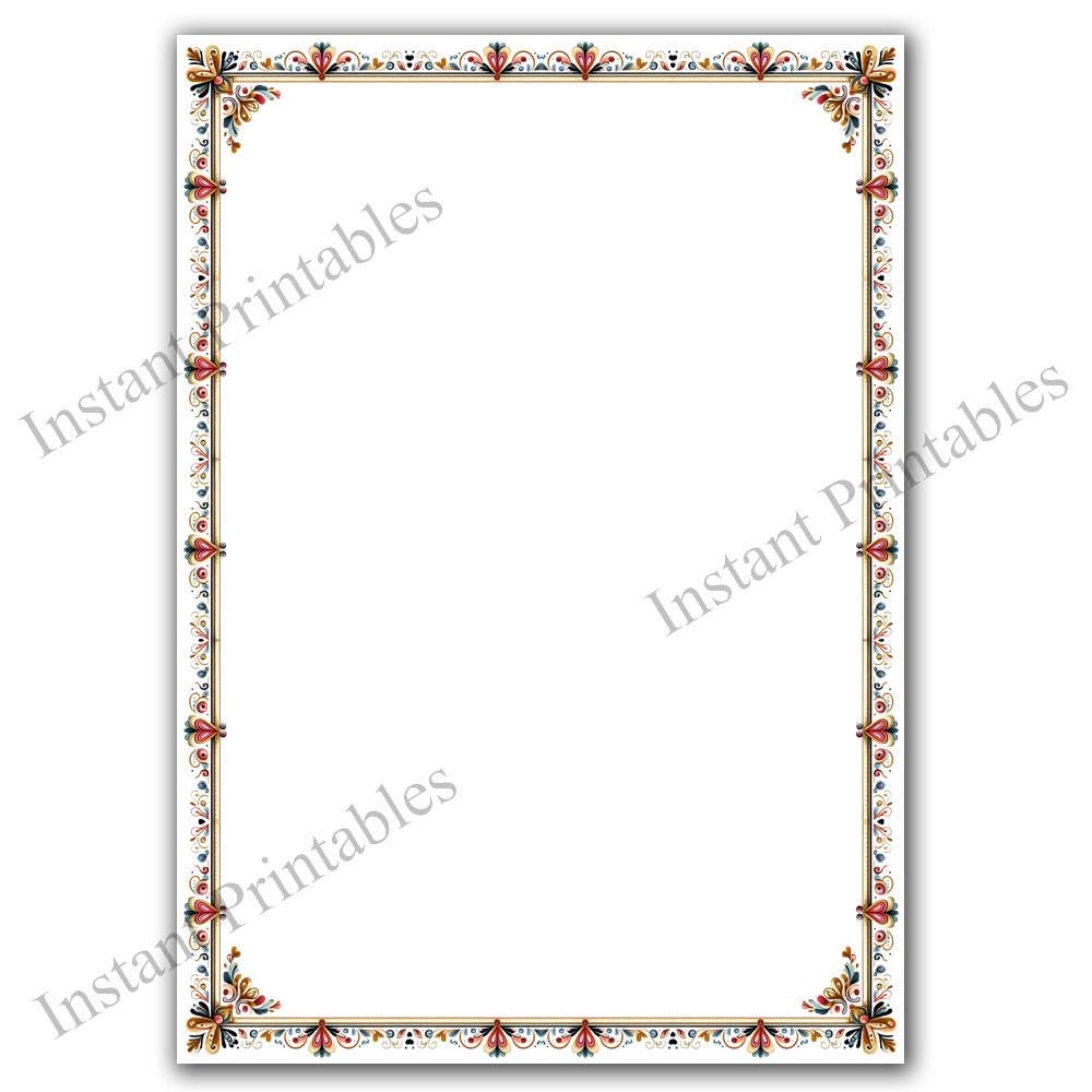 Folk Art Watercolor Floral Borders: Clip Art Bundle (digital Download ...