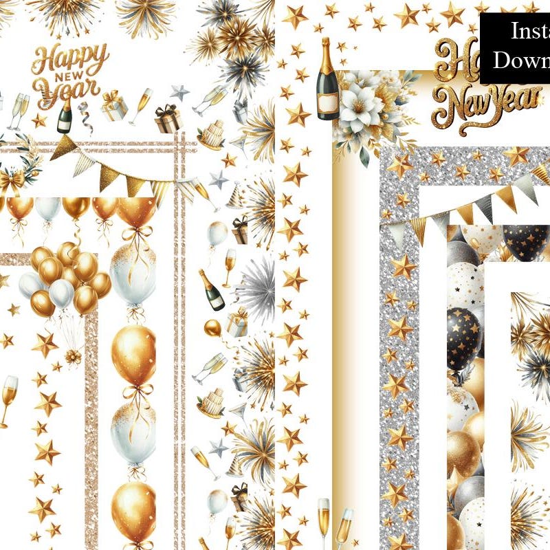 New Year Clip Art - Etsy