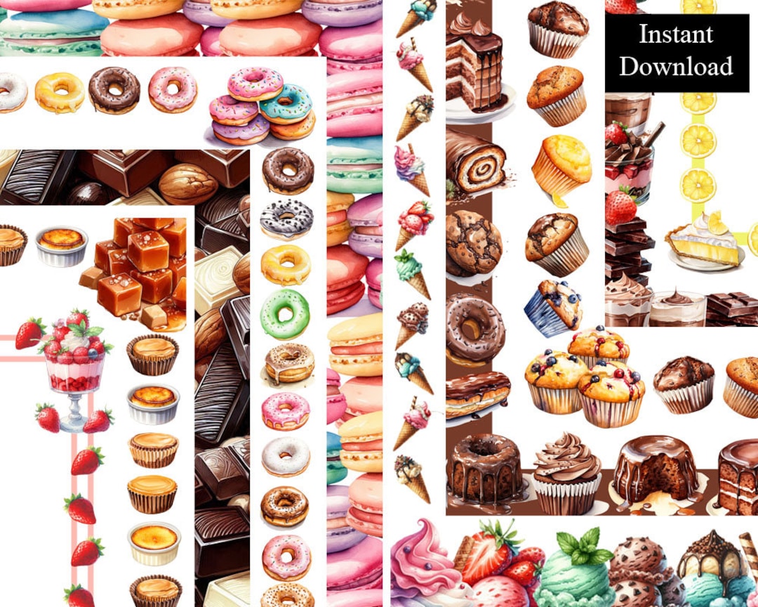 Desserts Watercolor Borders Frames Baking Frame 10 Digital Download ...