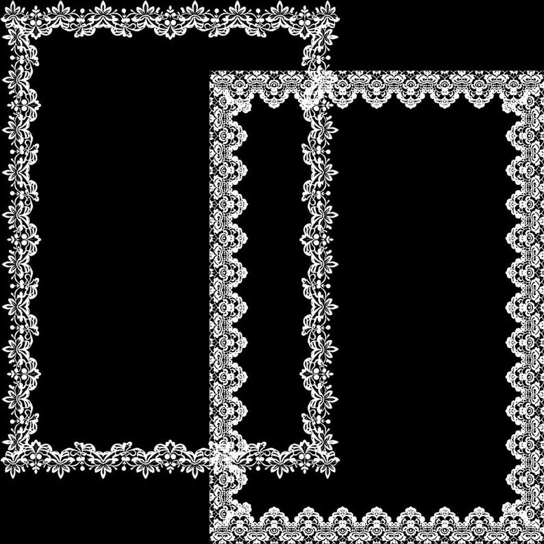 White Lace Borders Frames Clip Art Bundle 10 Digital Download Frame 8 ...