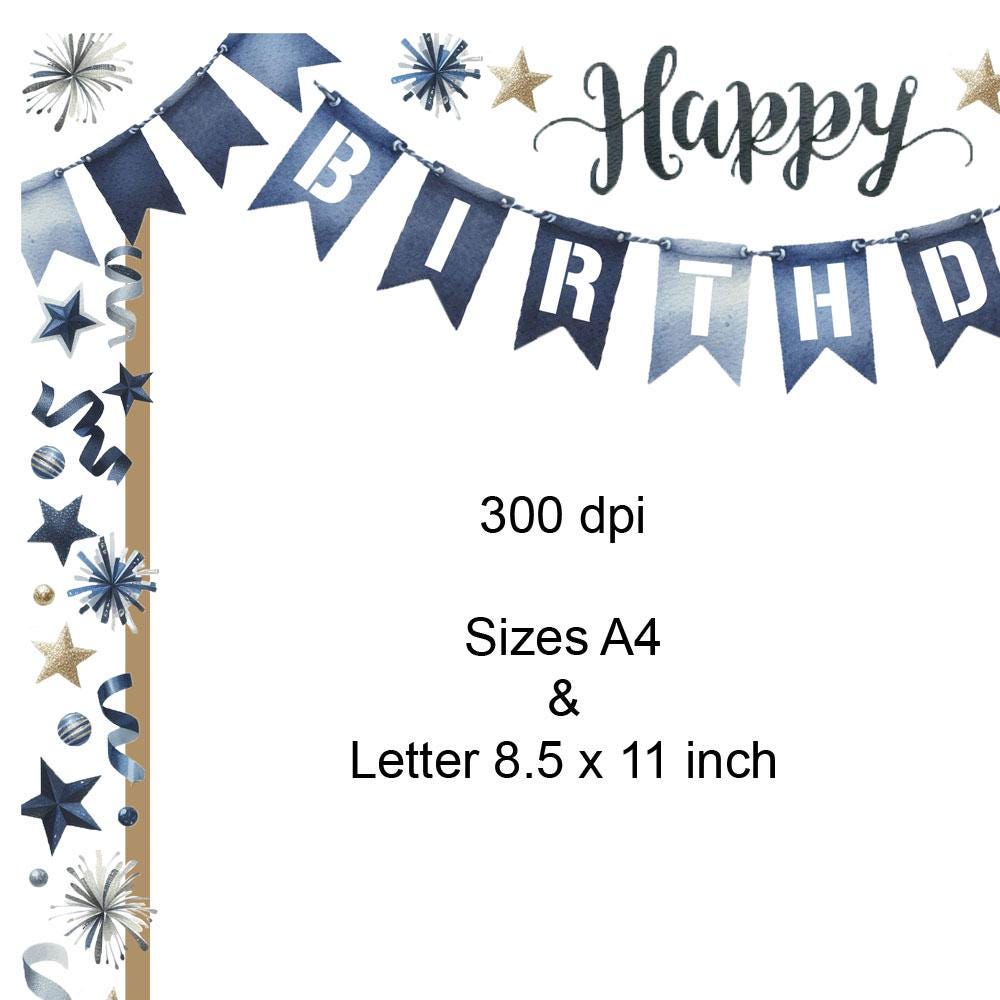 Birthday Party Watercolour Borders Frames Happy Birthday Clip Art ...