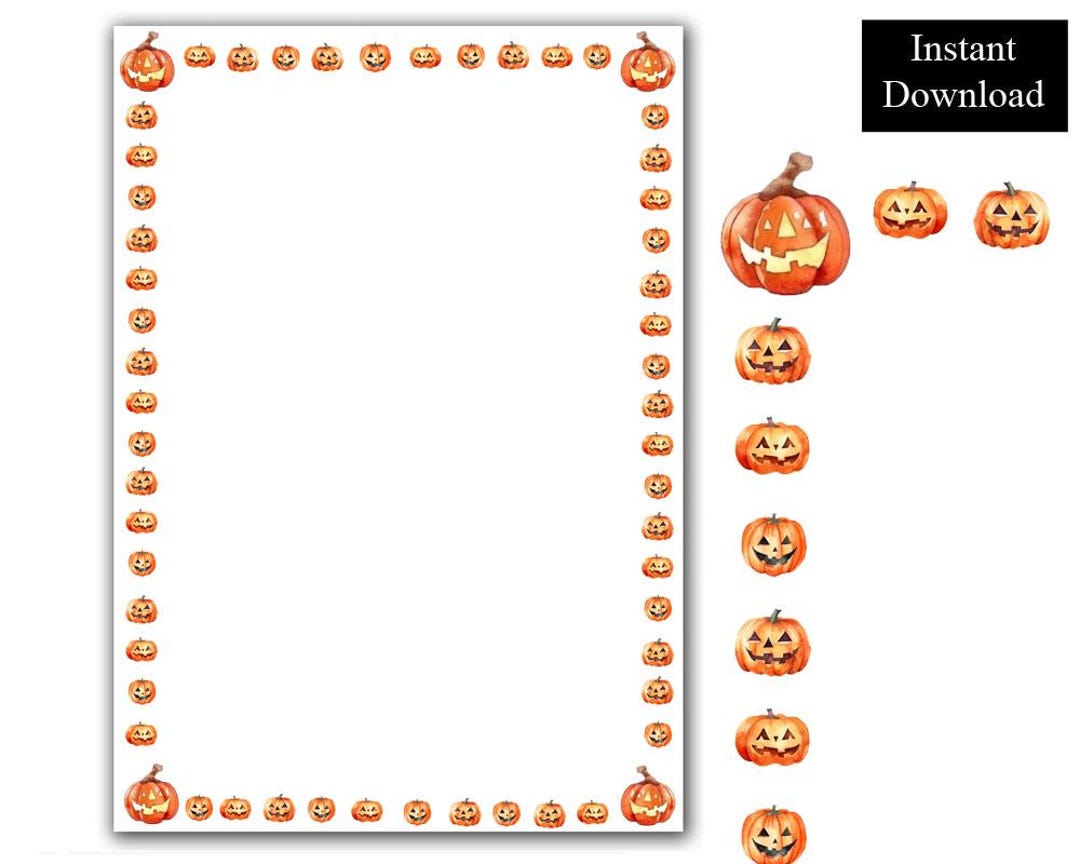 Pumpkins Halloween Border Frame Clip Art Digital Download Frame A4 & 8 ...