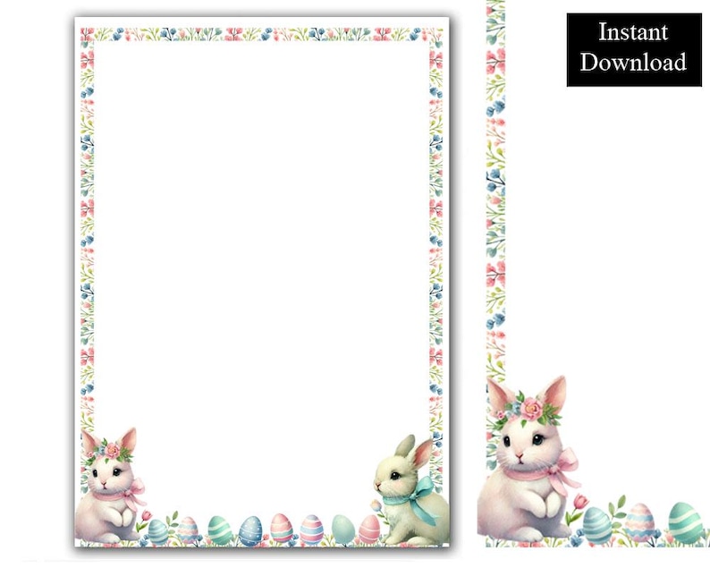 Easter Hunt Border Frame Rabbit Easter Egg Clipart PDF/PNG Digital ...
