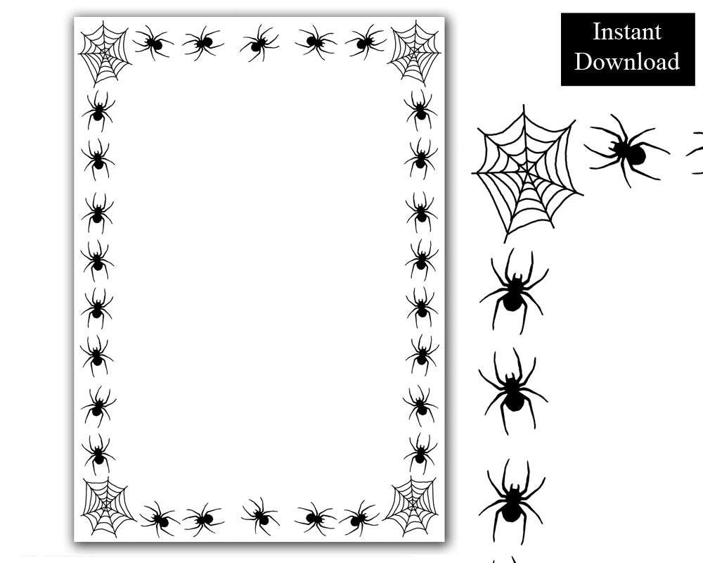 Spiders Halloween Border Frame Clip Art Digital Download Frame A4 & 8 ...