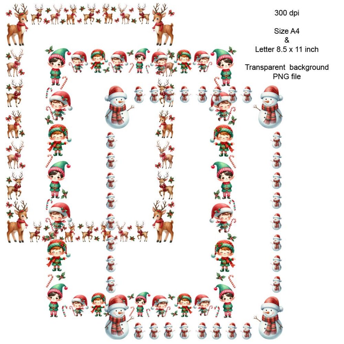 Santa Watercolour Christmas Borders Frames Clip Art 10 Digital Download ...