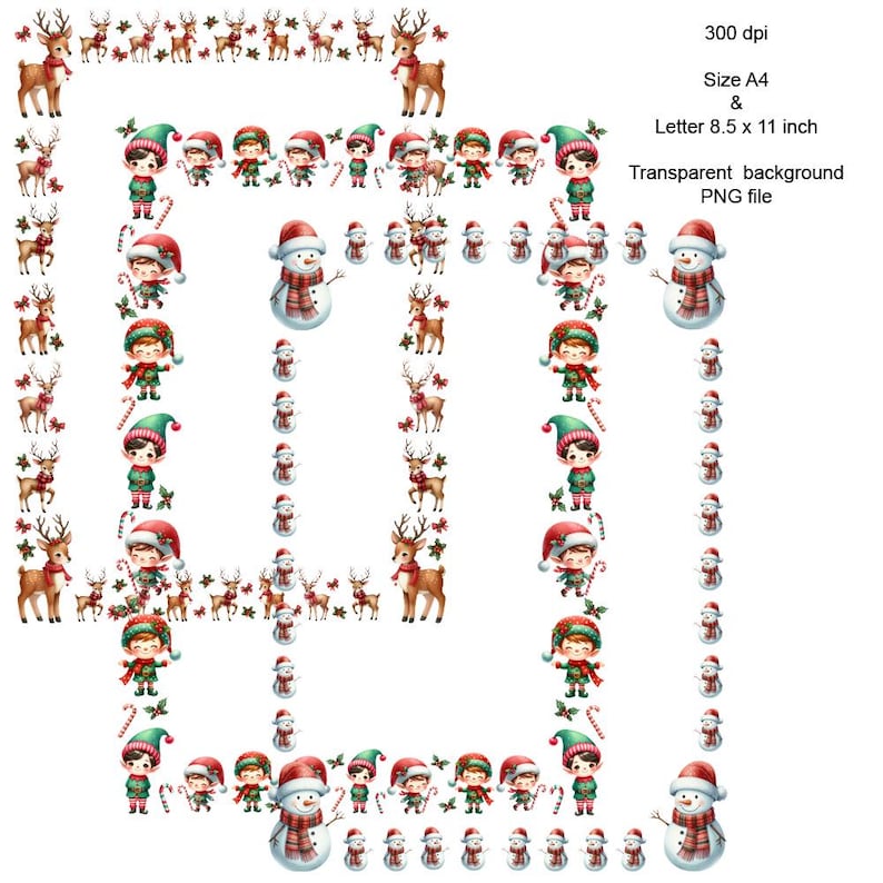 Santa Watercolour Christmas Borders Frames Clip Art 10 Digital Download ...