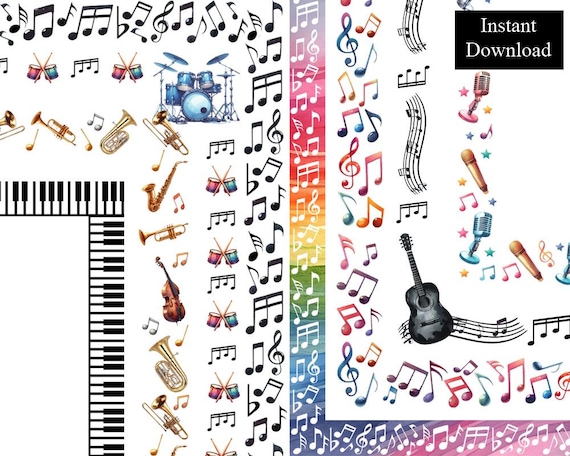 Colorful Music Note Borders
