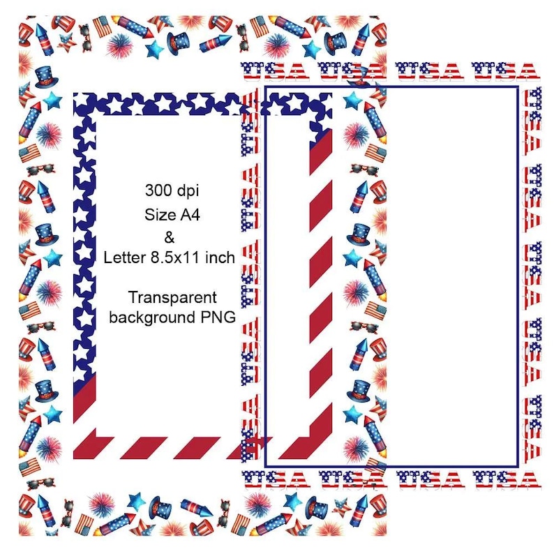 4th of July Borders Fourth of July Frames Clip Art Bundle 10 Digital ...