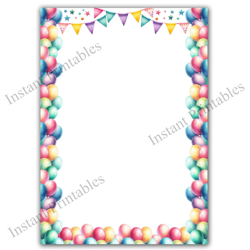Birthday Party Watercolour Borders Frames Happy Birthday Clip Art ...