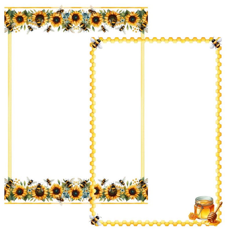 Bees Watercolour Borders Frames Honey Bee Clip Art 10 Digital Download ...