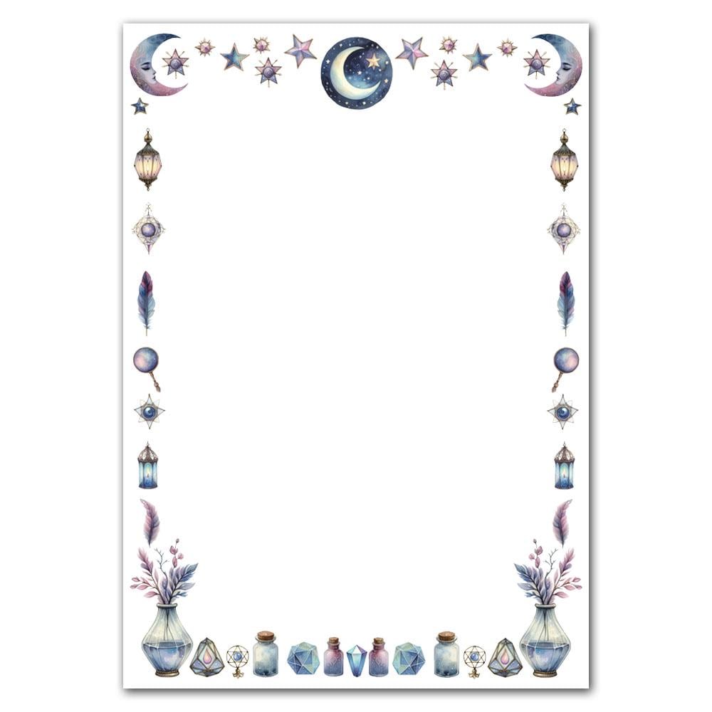 Mystic Sun & Moon Watercolour Borders Frames Clip Art Bundle 8 Digital ...