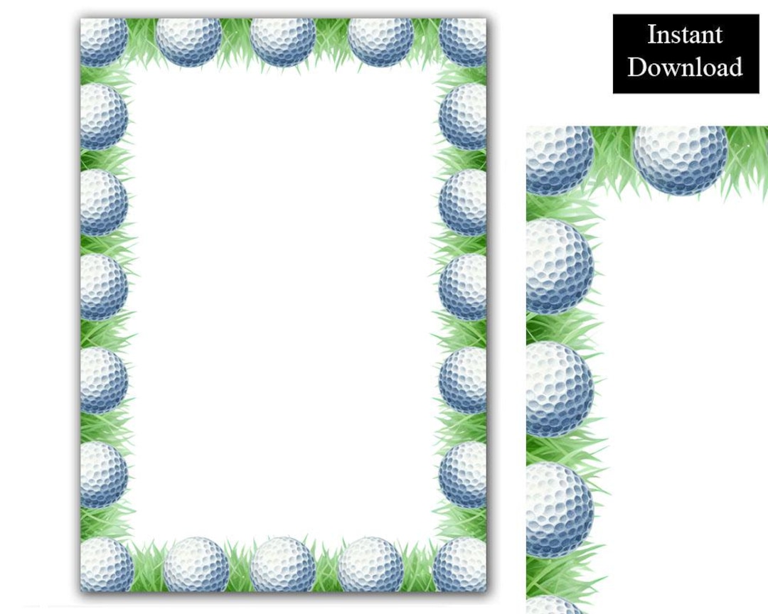 Golf Ball Border Frame Clip Art Digital Download Frame A4 & 8.5x11 ...