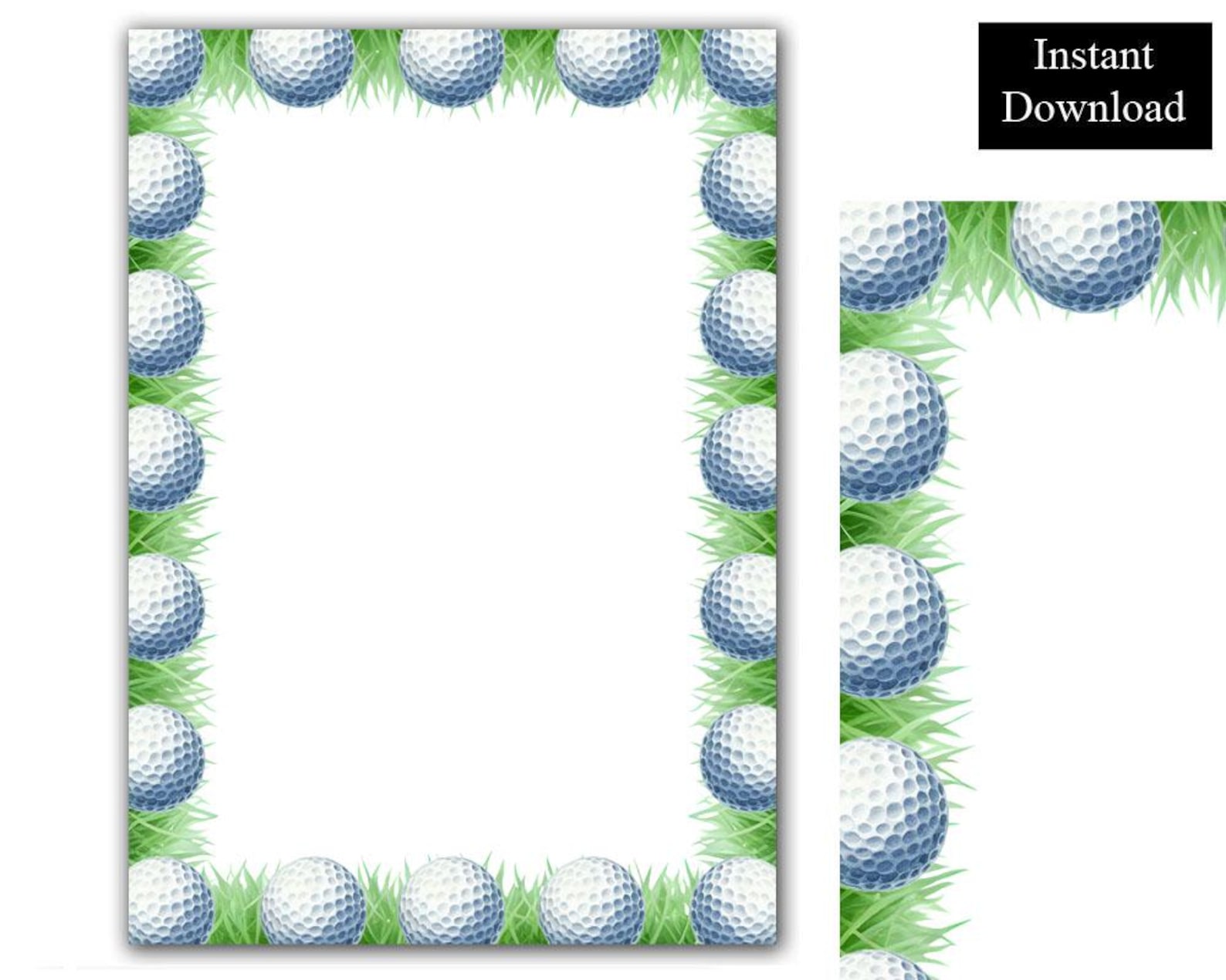 Golf Ball Border Frame Digital Page A4 & 8.5x11 Printable Clipart PDF ...