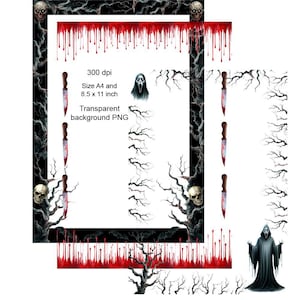 Creepy Horror Halloween Spooky Borders 10 Frames Bats Spiders Gothic ...